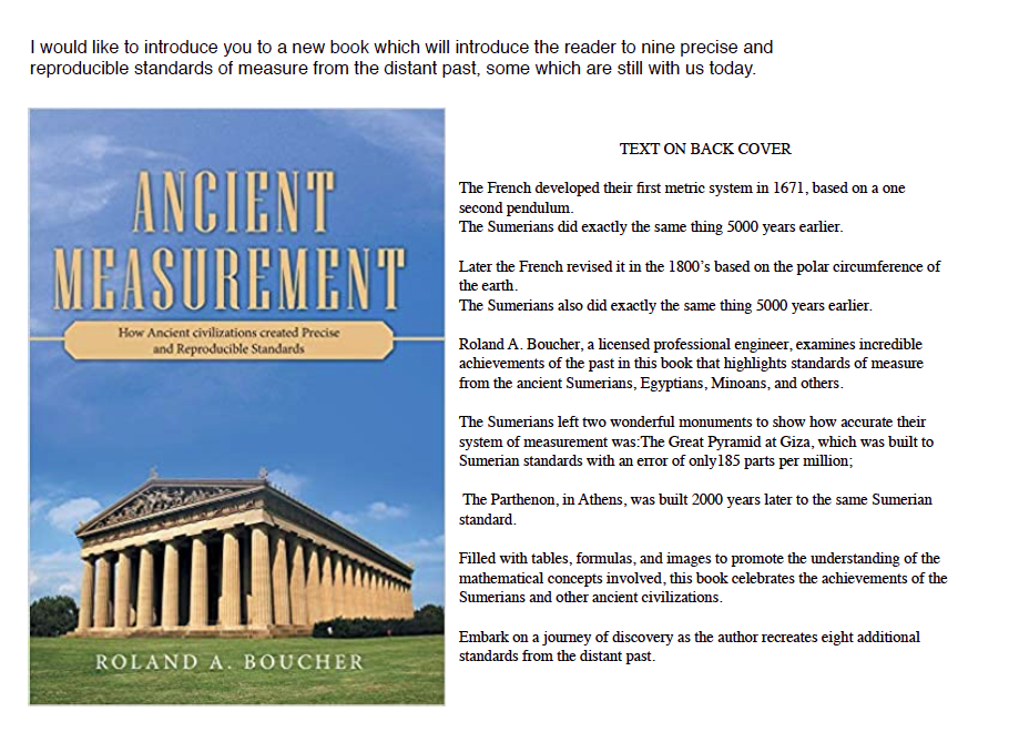ANCIENT MEASUREMENT a history of the development of ancient standards ...